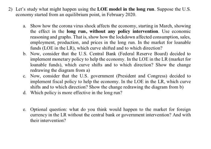Solved 2) Let's study what might happen using the LOE model | Chegg.com