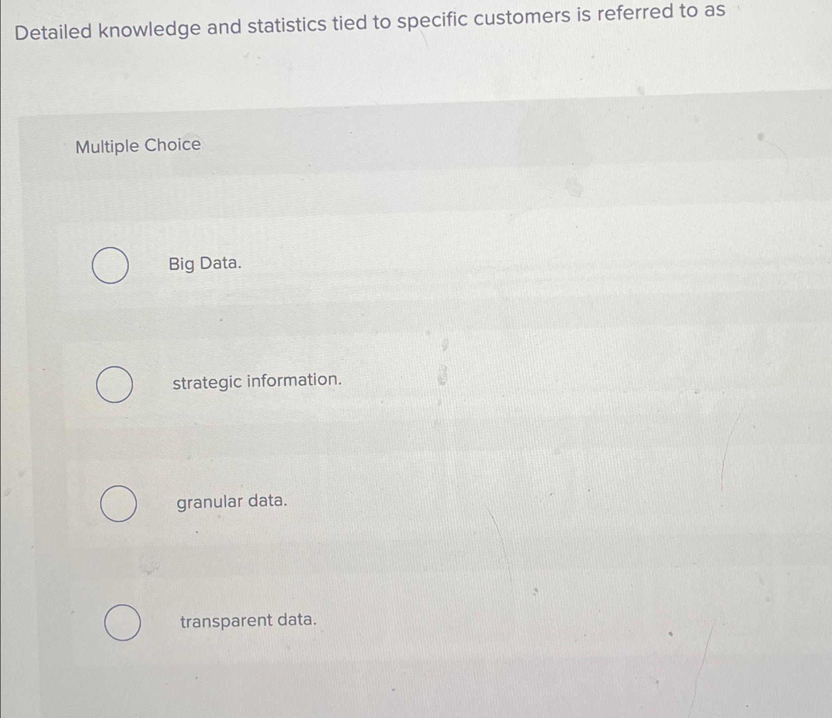 Solved Detailed knowledge and statistics tied to specific | Chegg.com