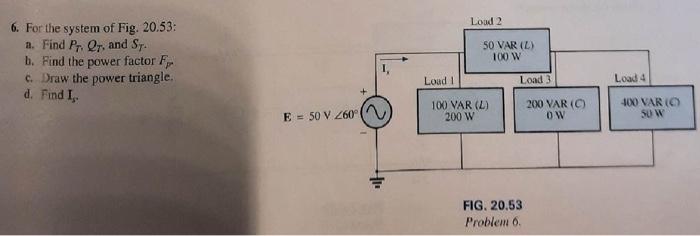 Solved 6. For the system of Fig. 20.53:a. Find Pt, Qt, and | Chegg.com