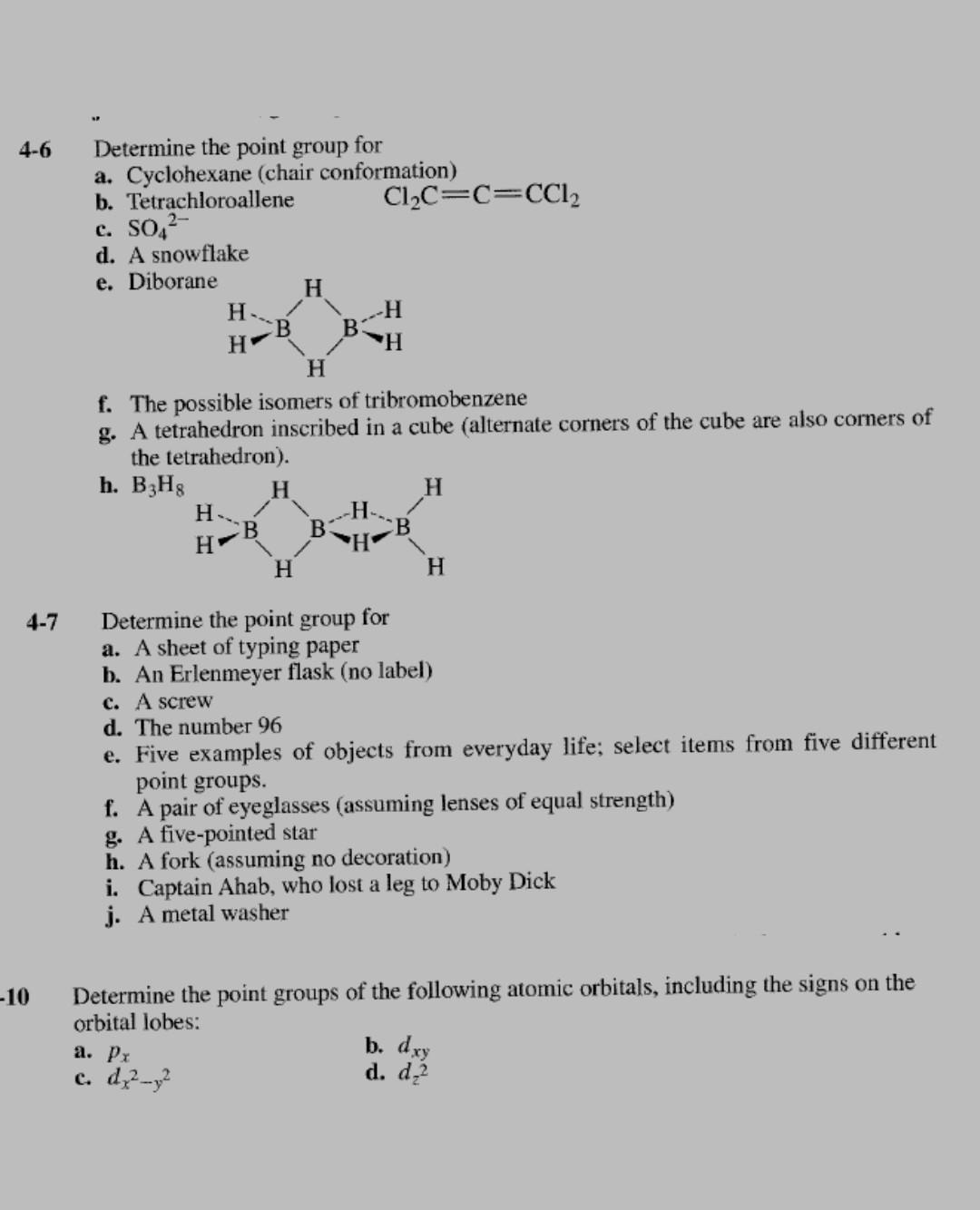 Solved 4-1 Determine the point groups for a. Ethane | Chegg.com