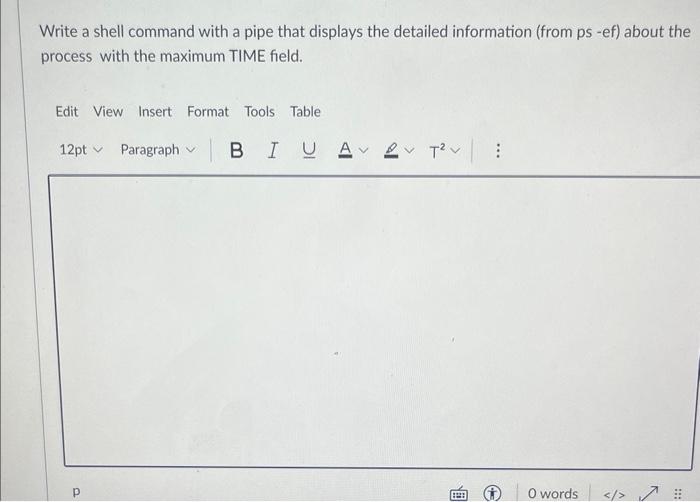 Solved Write a shell command with a pipe that displays the | Chegg.com