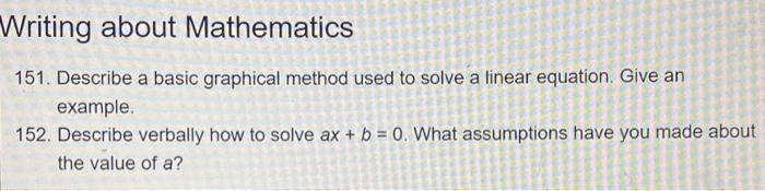 Solved Writing about Mathematics 151. Describe a basic | Chegg.com