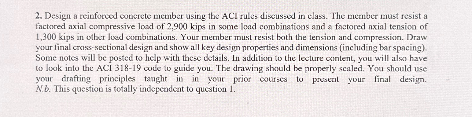 Solved Design a reinforced concrete member using the ACI | Chegg.com