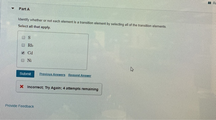 Solved Part A Identify whether or not each element is a | Chegg.com