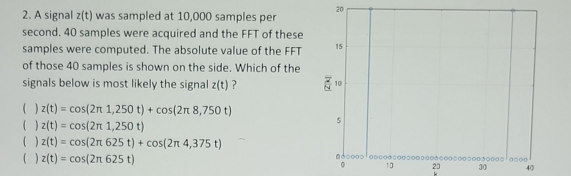 Solved 2. A signal z(t) was sampled at 10,000 samples per | Chegg.com
