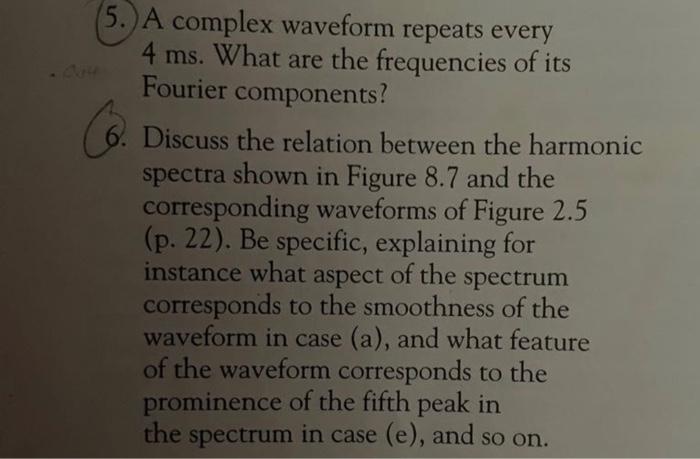 Solved 5.) A complex waveform repeats every 4 ms. What are | Chegg.com
