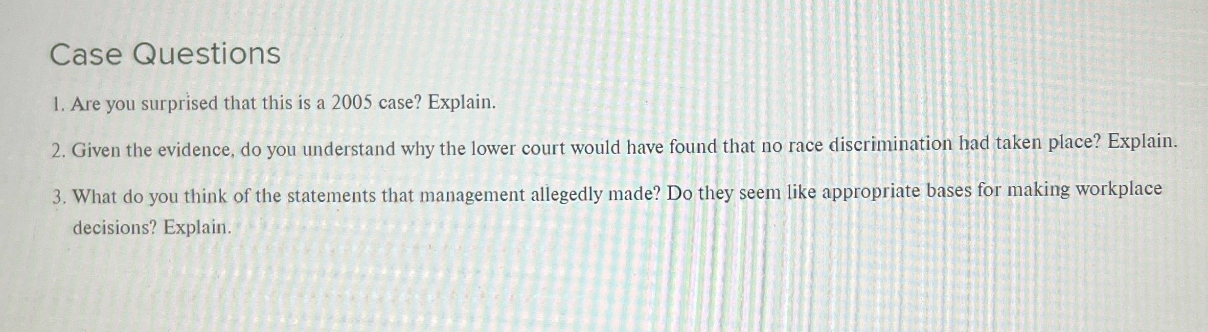Solved Case QuestionsAre you surprised that this is a 2005 | Chegg.com