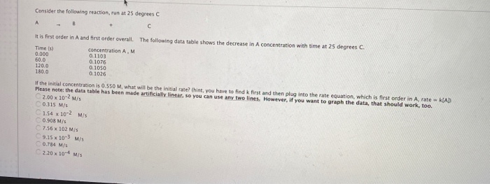 Solved Consider the following reaction, run at 25 degrees C | Chegg.com