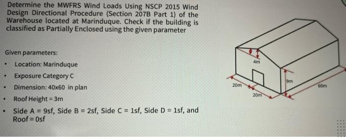 Solved Determine the MWFRS Wind Loads Using NSCP 2015 Wind | Chegg.com