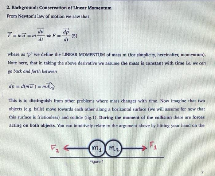 2. Background: Conservation of Linear Momentum From | Chegg.com
