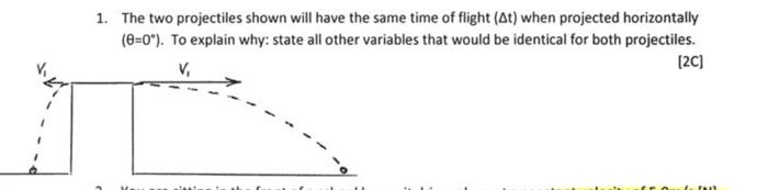 Solved 1. The two projectiles shown will have the same time | Chegg.com