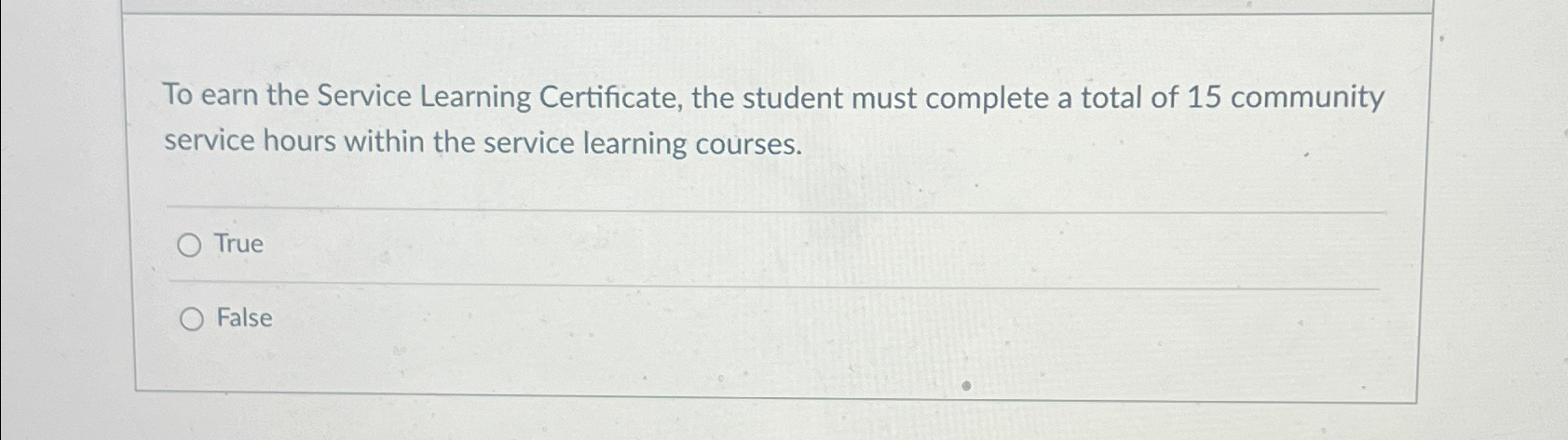 Solved To earn the Service Learning Certificate, the student | Chegg.com