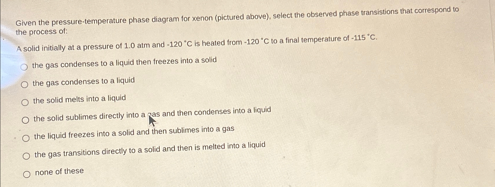 Solved Given the pressure-temperature phase diagram for | Chegg.com