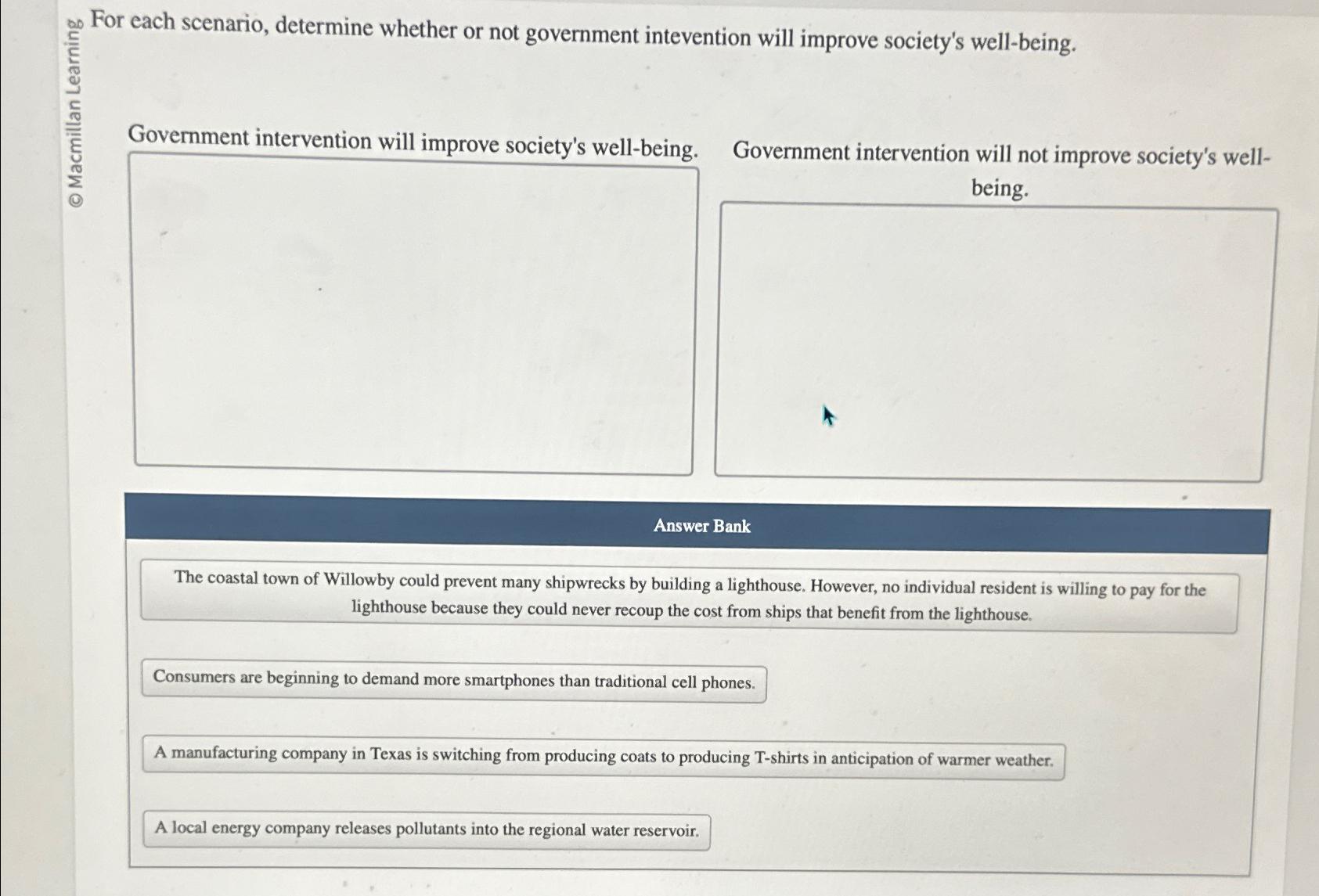 Solved For each scenario, determine whether or not | Chegg.com