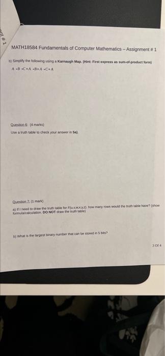 Solved MATH18584 Fundamentals of Computer Mathematics - | Chegg.com