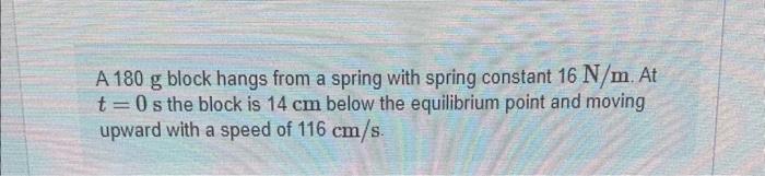 Solved A 180 g block hangs from a spring with spring | Chegg.com
