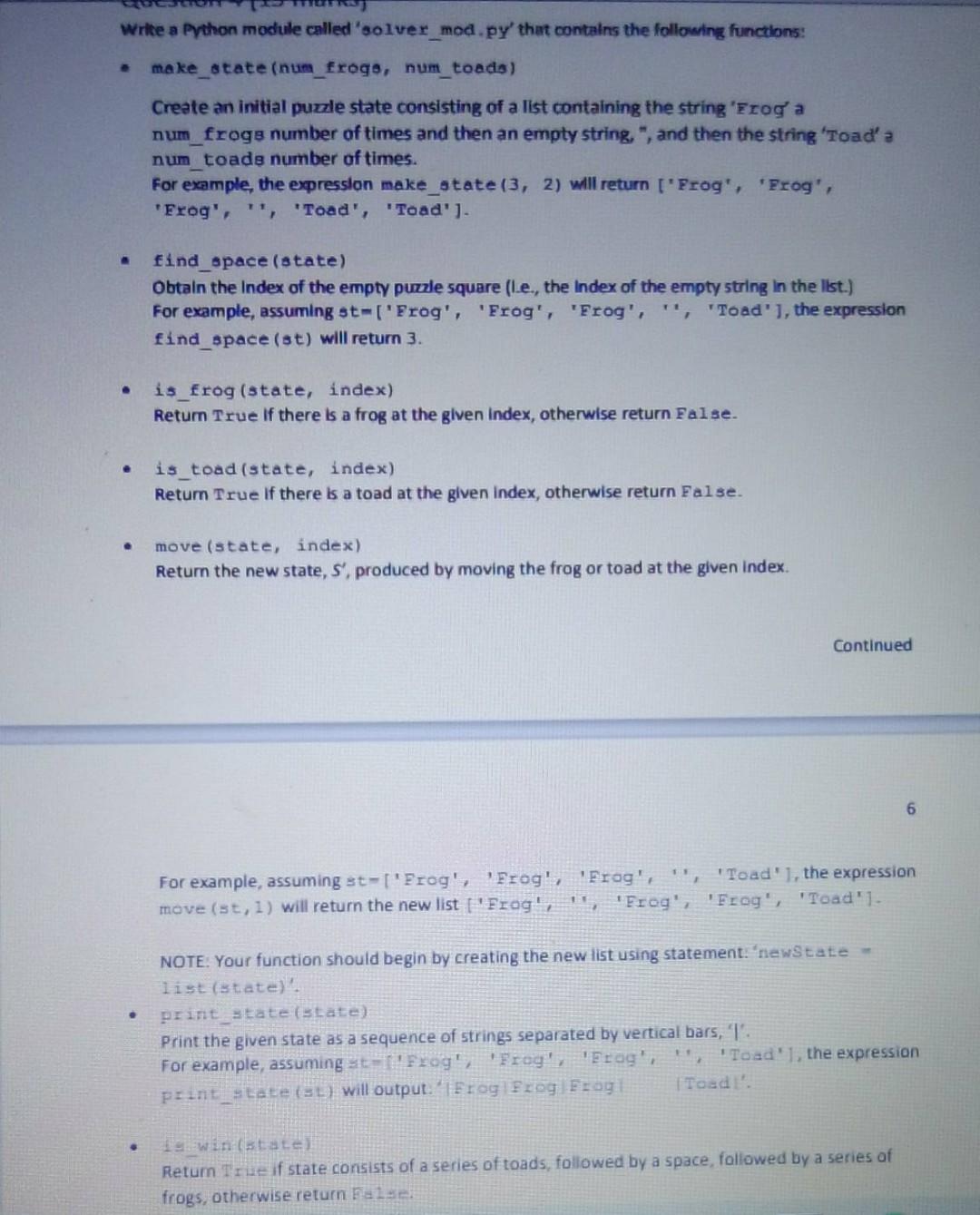 Solved Write A Python Module Called Solvermodpy That
