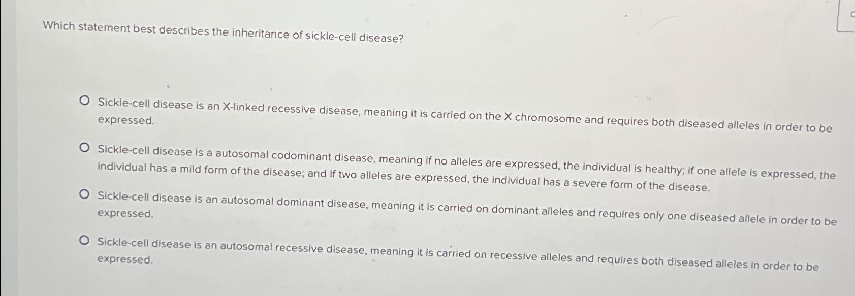 Solved Which statement best describes the inheritance of | Chegg.com