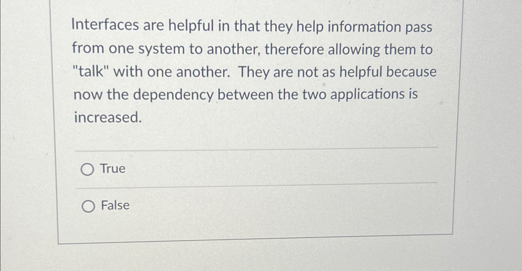 Solved Interfaces are helpful in that they help information | Chegg.com