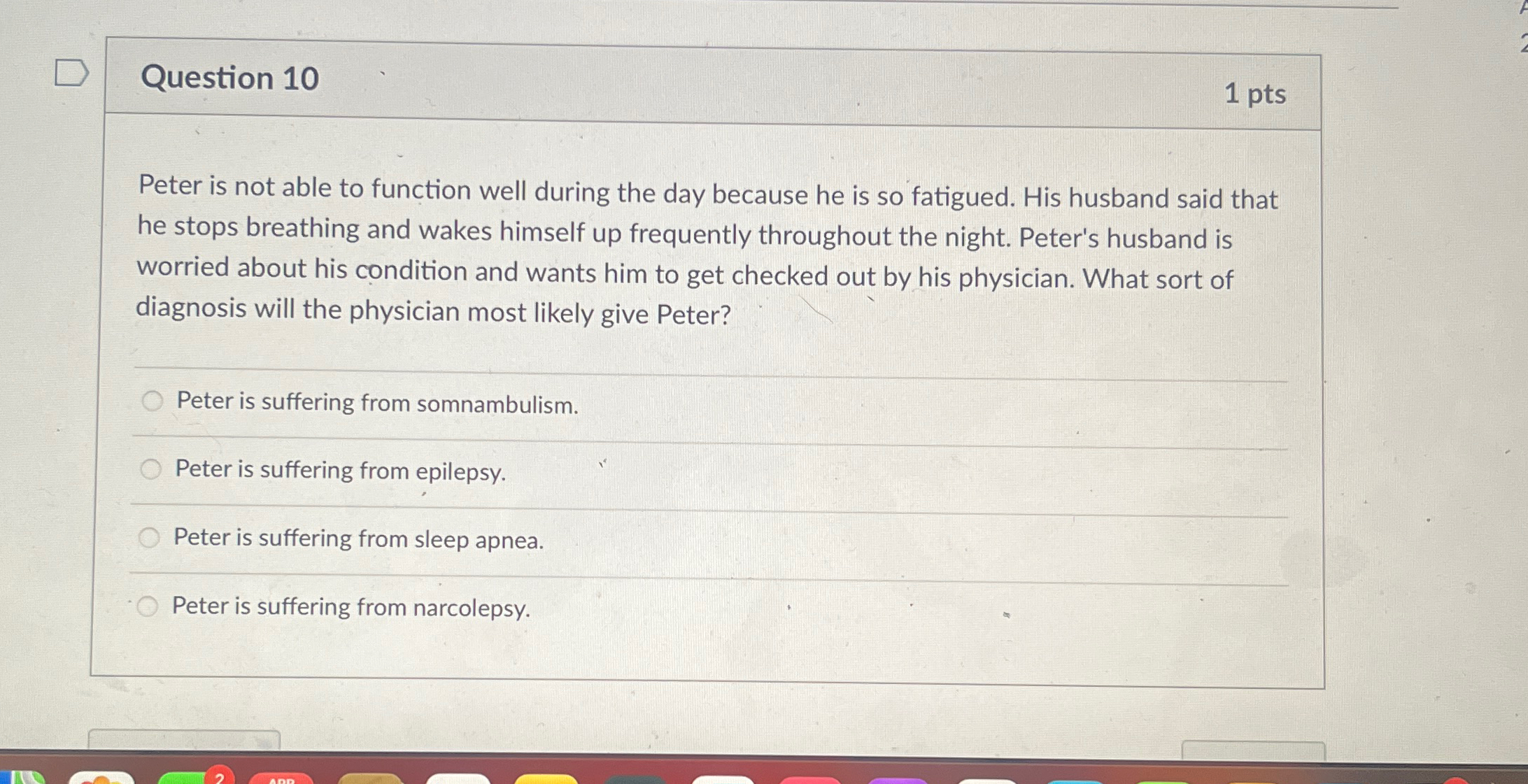 Solved Question 101ptsPeter is not able to function well | Chegg.com