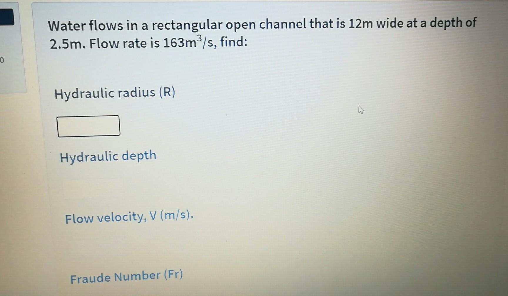 Solved Water flows in a rectangular open channel that is 12m | Chegg.com
