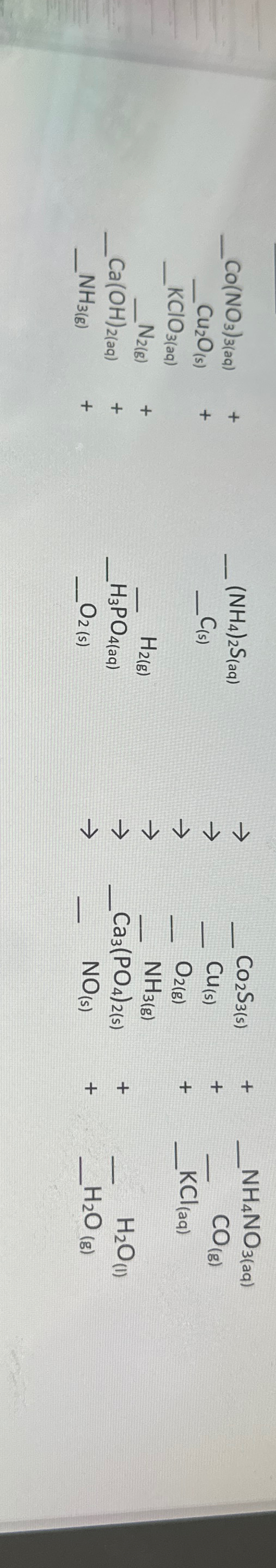 Solved Balance the following equations | Chegg.com