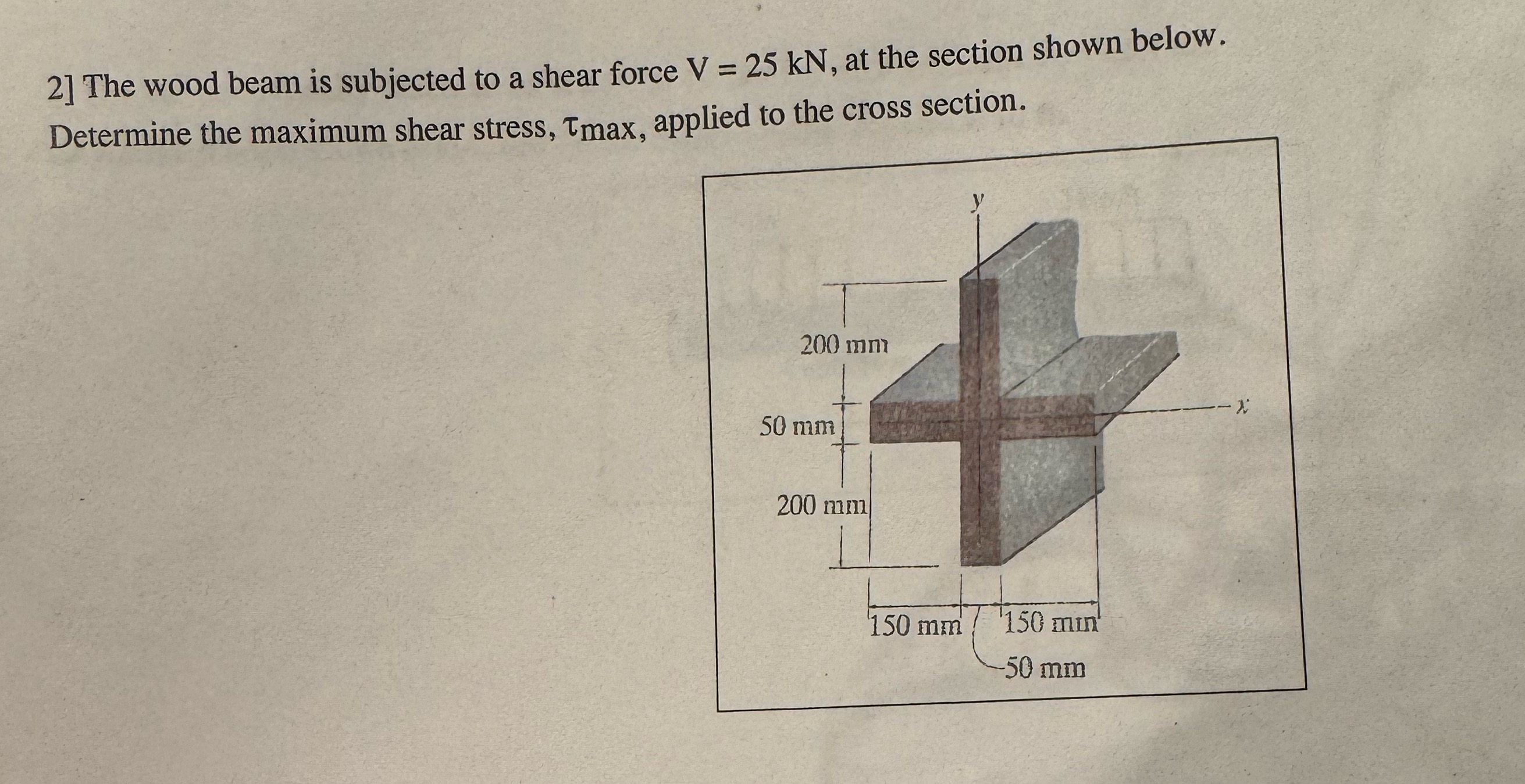 Solved 2] ﻿The wood beam is subjected to a shear force | Chegg.com
