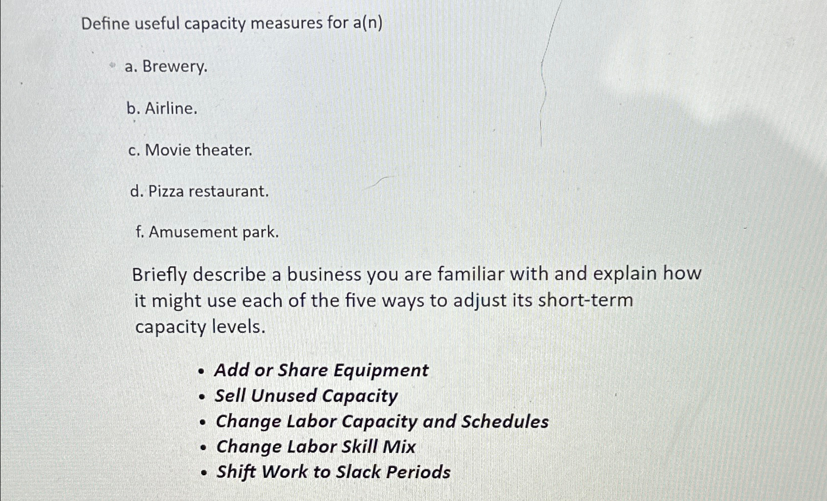 Solved Define useful capacity measures for a(n)a. | Chegg.com