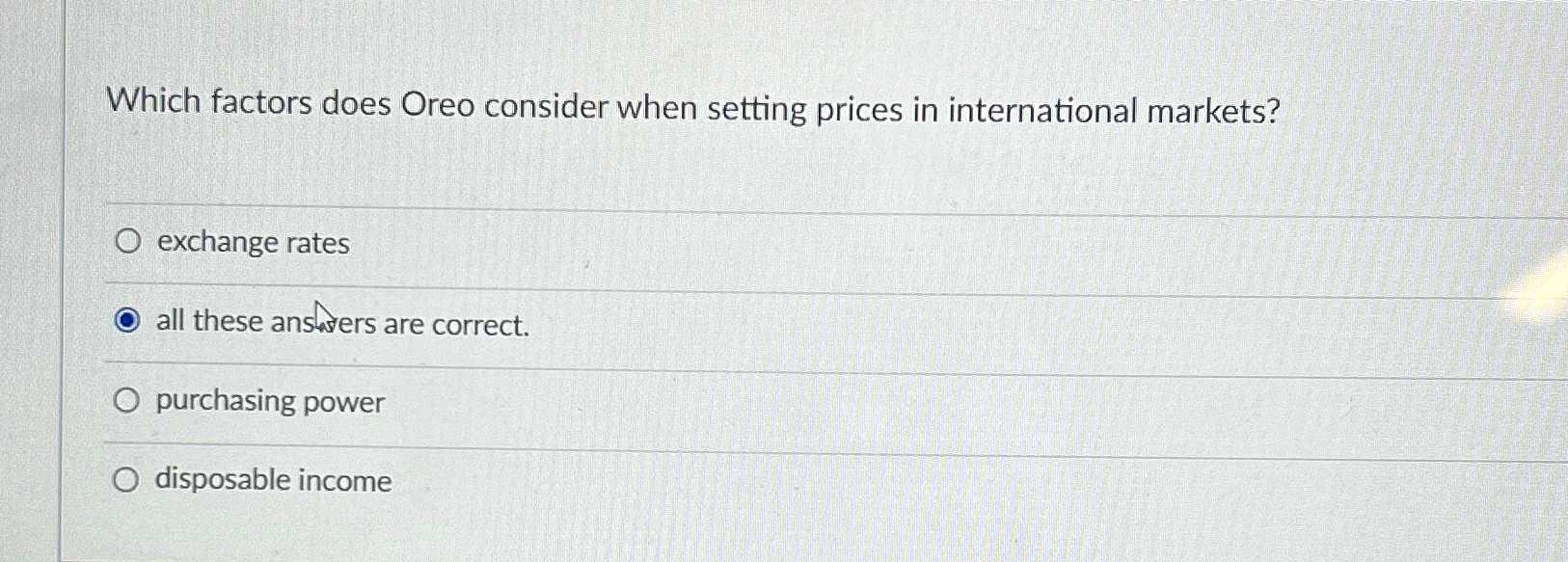 Solved Which factors does Oreo consider when setting prices | Chegg.com