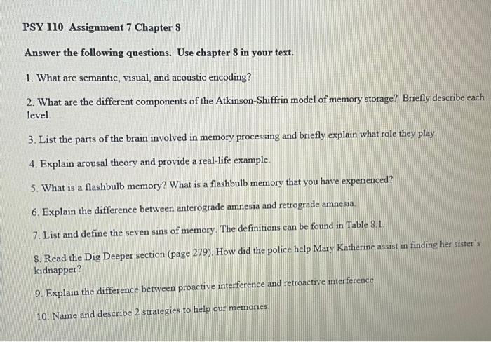 Solved Answer the following questions. Use chapter 8 in your | Chegg.com