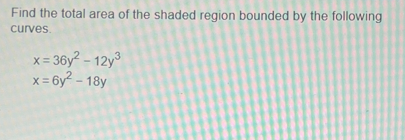 Solved Find the total area of the shaded region bounded by | Chegg.com