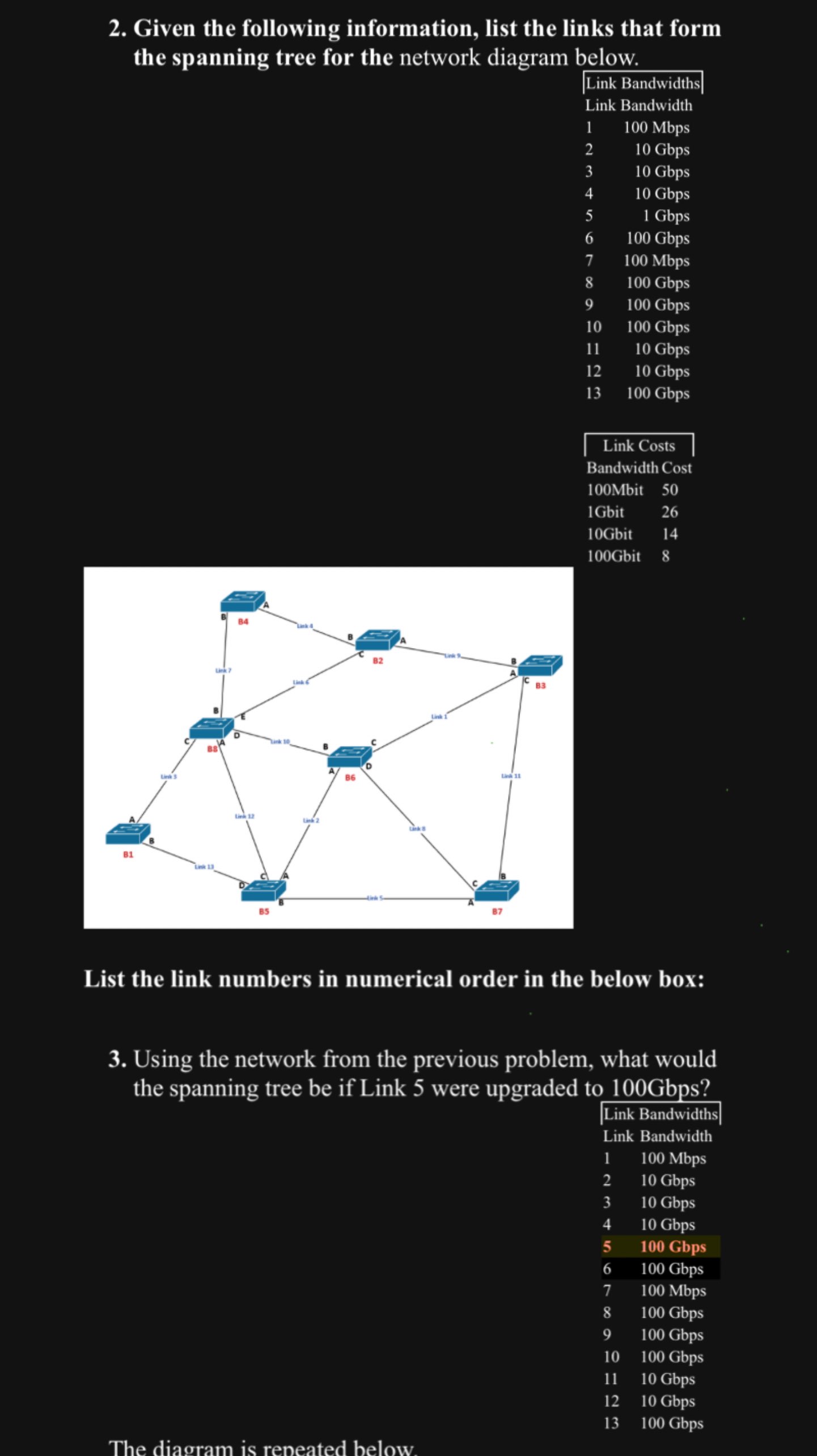 Solved List the link numbers in numerical order in the below | Chegg.com