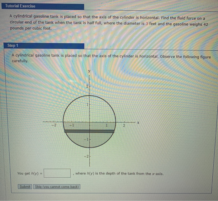 Solved Tutorial Exercise A cylindrical gasoline tank is | Chegg.com
