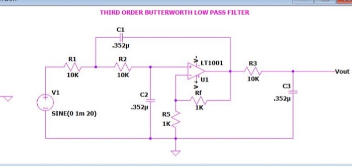 Solved THIRD ORDER BUTTERWORTH LOW PASS FILTER ci HH -352 R1 | Chegg.com