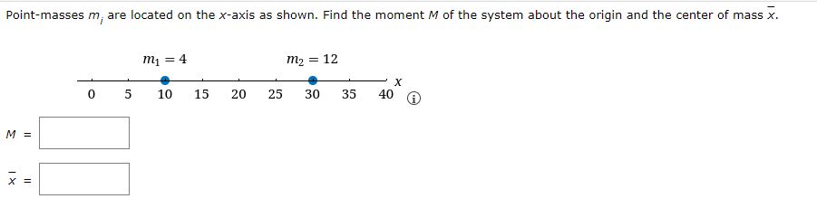 Solved Point-masses mi ﻿are located on the x-axis as shown. | Chegg.com