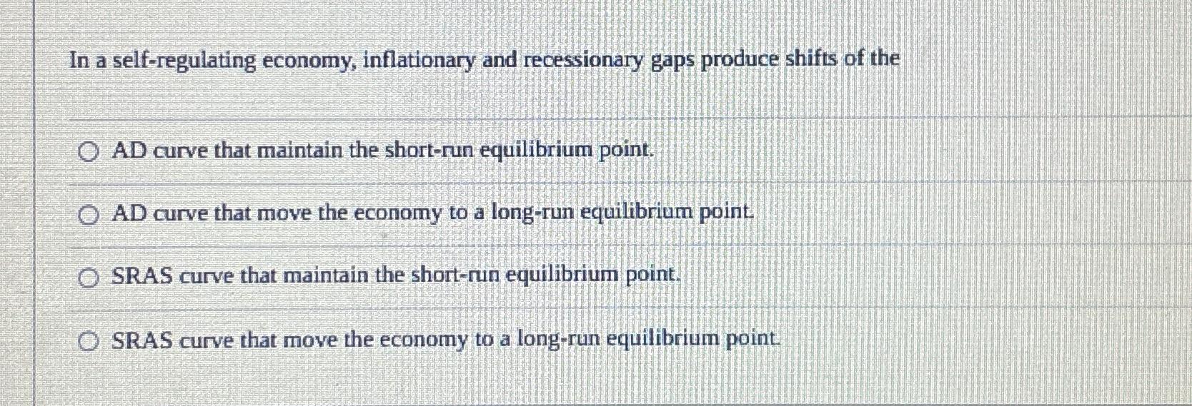 Solved In a self-regulating economy, inflationary and | Chegg.com