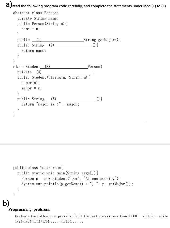 Solved these are java programming.... part-A this is fill in | Chegg.com