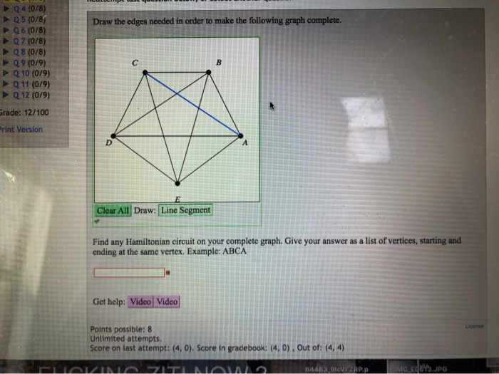 Solved Find any Hamiltonian circuit on your complete graph. | Chegg.com