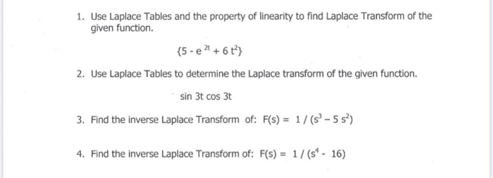 Solved 1. Use Laplace Tables and the property of linearity | Chegg.com