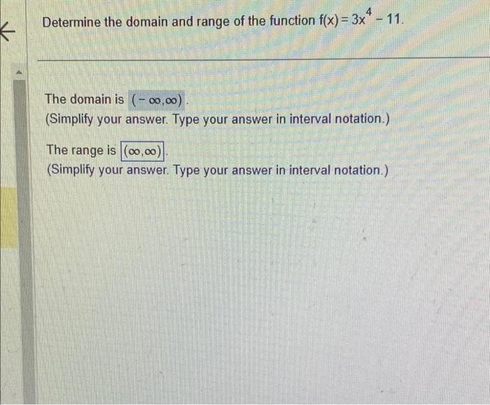 Solved Determine the domain and range of the function f(x) = | Chegg.com