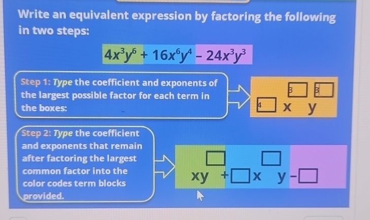 Solved Write an equivalent expression by factoring the | Chegg.com