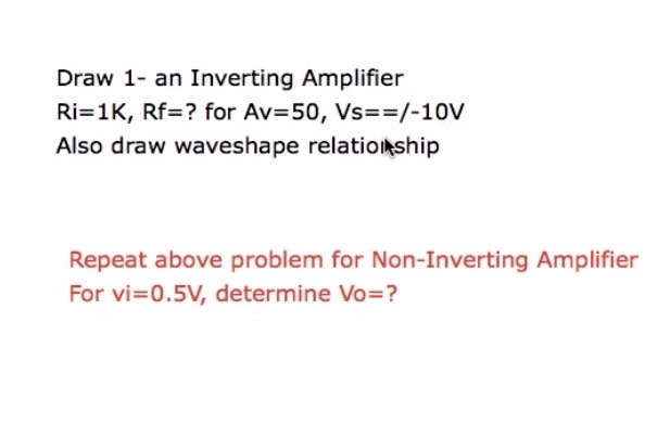 Solved Draw 1- ﻿an Inverting Amplifier Ri=1K,Rf= ? ﻿for | Chegg.com
