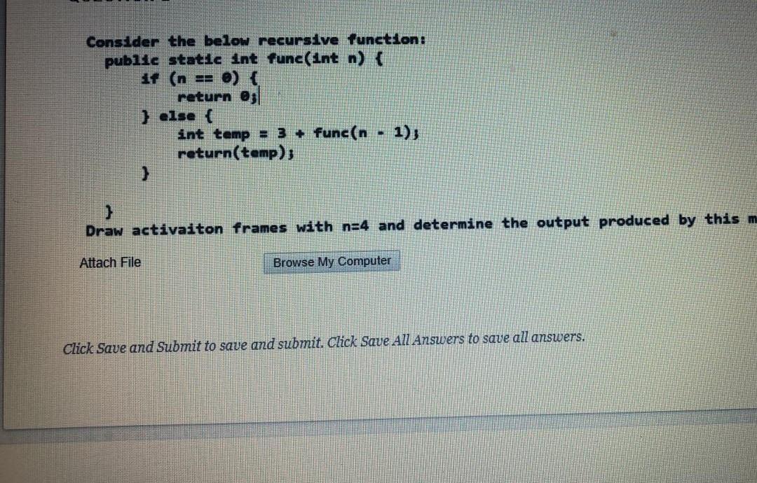 Solved Consider the below recursive function: public static | Chegg.com