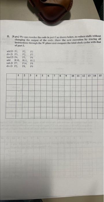 Solved II. I8 pts) We can reorder the code in part I as | Chegg.com