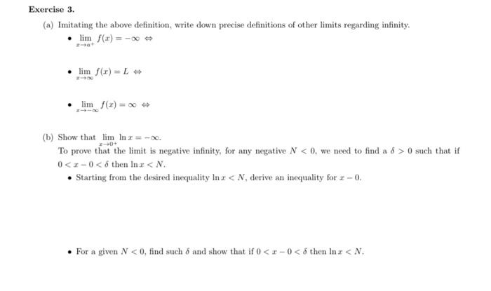Solved - limx→a+f(x)=−∞⇔ - limx→∞f(x)=L⇔ - limx→−∞f(x)=∞⇔ | Chegg.com