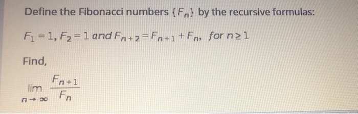 Solved Define the Fibonacci numbers [F] by the recursive | Chegg.com