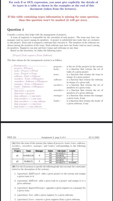 Solved For each 2 or OCL expression, you must give | Chegg.com
