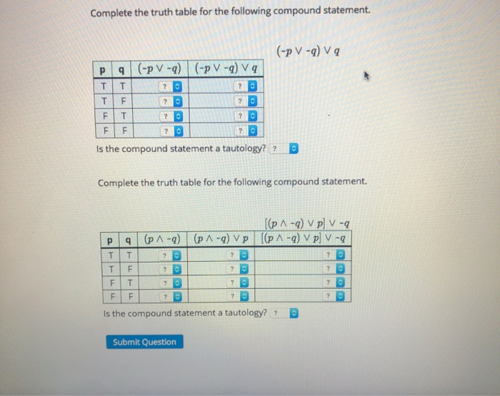 Solved Complete the truth table for the following compound | Chegg.com
