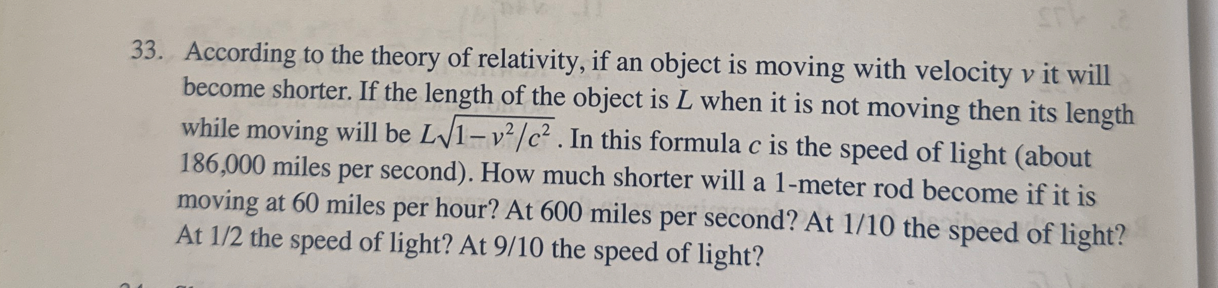 Solved According to the theory of relativity, if an object | Chegg.com