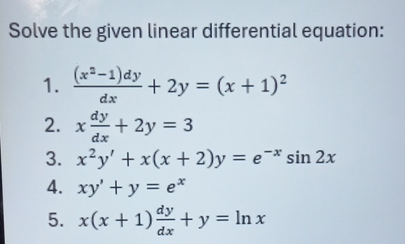 Solved Solve the given linear differential | Chegg.com